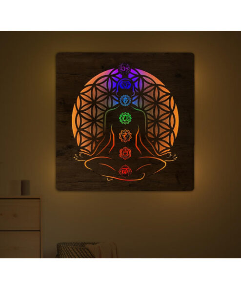 LED-Wandbild "See in den Bergen" 120cm x 40cm mit Akku/Batterie ...