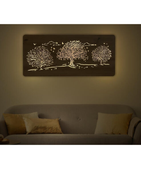 LED-Wandbild "See in den Bergen" 120cm x 40cm mit Akku/Batterie ...