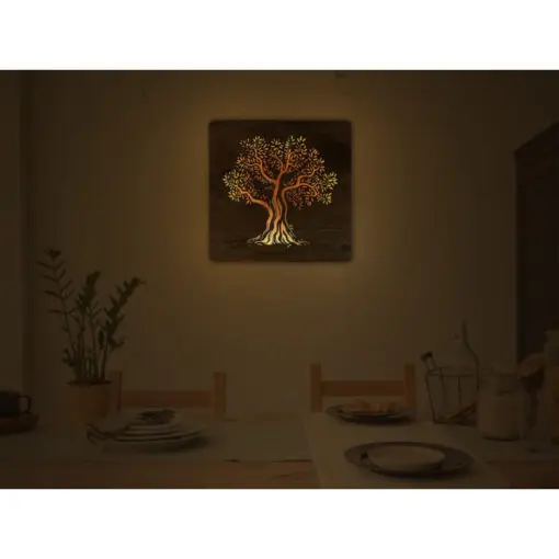 LED-Wandbild "Olivenbaum" 42cm x 42cm mit Akku/Batterie ...